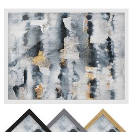 Bilderwelten Bild mit Rahmen originell gold Abstrakt Aquarell - Abstraktes Aquarell mit Gold - Deko Wohnzimmer Schlafzimmer