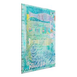 Bilderwelten Alu-Dibond Outdoor Bild Bunte Collage - Fische und Punkte