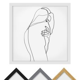 Bilderwelten Bild mit Rahmen originell schwarz weiss Line Art inkl. Rahmung - Line Art Frauenakt Schulter Schwarz Wei&szlig; - Erotik Wohnzimmer Schlafzimmer