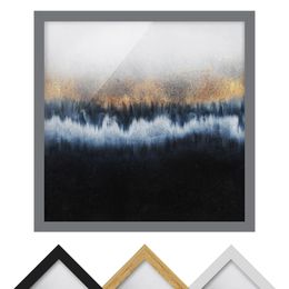 Bilderwelten Bild mit Rahmen - Quadrat Goldener Horizont