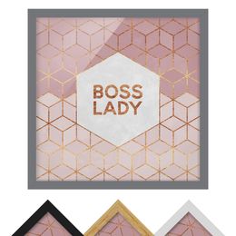 Bilderwelten Bild mit Rahmen - Quadrat Boss Lady Sechsecke Rosa