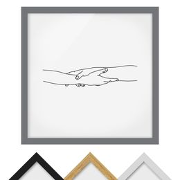 Bilderwelten Bild mit Rahmen - Quadrat Freundschaftliche H&auml;nde Line Art