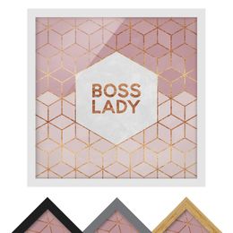 Bilderwelten Bild mit Rahmen - Quadrat Boss Lady Sechsecke Rosa