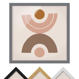 Bilderwelten Bild mit Rahmen - Quadrat Line Art Abstrakte Formen Pastell