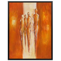 Bilderwelten Leinwandbild - Hochformat Petra Sch&uuml;&szlig;ler - Vier Figuren in Orange 02