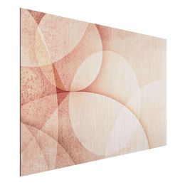 Alu Dibond Outdoor Bild - Abstrakte Grafik in Pfirsich - rosa Abstrakt wetterfest Geometrisch Wohnzimmer Schlafzimmer