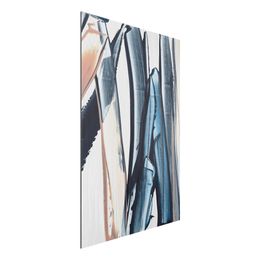 Alu Dibond Outdoor Bild - Blau und Beige Streifen - originell blau Abstrakt wetterfest Streifen Wohnzimmer Schlafzimmer