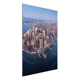 Bilderwelten Alu Dibond Outdoor Bild Stadt blau Motiv wetterfest - Big City Life - New York Wohnzimmer Schlafzimmer