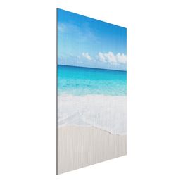 Bilderwelten Alu Dibond Outdoor Bild Strand t&uuml;rkis Tropisch wetterfest - Blaue Welle - Karibik Wohnzimmer Schlafzimmer