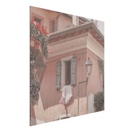 Bilderwelten Alu Dibond Outdoor Bild Stadt rosa Motiv wetterfest - Bella Italia - Italien Wohnzimmer Schlafzimmer