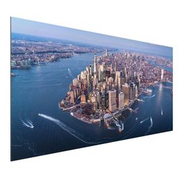 Bilderwelten Alu Dibond Outdoor Bild Stadt blau Motiv wetterfest - Big City Life - New York Wohnzimmer Schlafzimmer