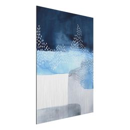 Bilderwelten Alu Dibond Outdoor Bild originell blau Abstrakt wetterfest - Abstrakter Wasserfall - Deko Wohnzimmer Schlafzimmer