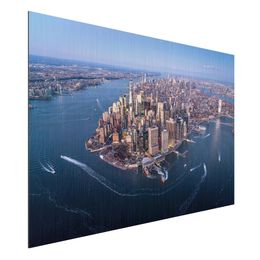 Alu Dibond Outdoor Bild - Big City Life - Stadt blau Motiv wetterfest New York Wohnzimmer Schlafzimmer