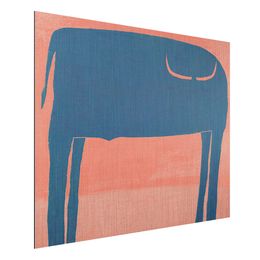 Bilderwelten Alu Dibond Outdoor Bild Tiere blau Abstrakt wetterfest - Blauer Stier - Deko Wohnzimmer Schlafzimmer