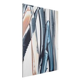 Bilderwelten Alu Dibond Outdoor Bild originell blau Abstrakt wetterfest - Blau und Beige Streifen - Streifen Wohnzimmer Schlafzimmer