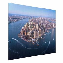 Bilderwelten Alu Dibond Outdoor Bild Stadt blau Motiv wetterfest - Big City Life - New York Wohnzimmer Schlafzimmer