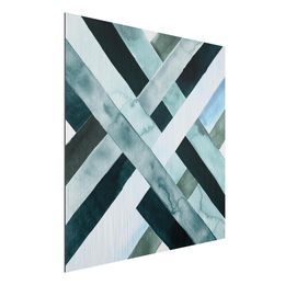 Bilderwelten Alu Dibond Outdoor Bild originell grau Abstrakt Aquarell - Aquarellgeflecht - Deko Wohnzimmer Schlafzimmer