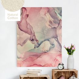 Bilderwelten Leinwandbild Aquarell Pastell Rosa mit Gold