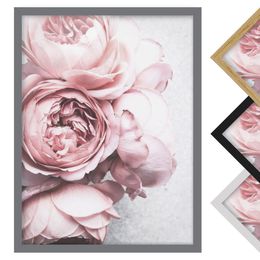 Bilderwelten Bild mit Rahmen - Hochformat Rosa Pfingstrosenbl&uuml;ten Shabby Pastell