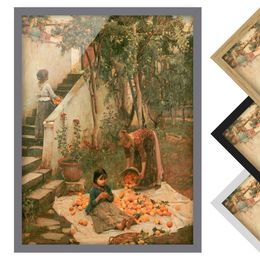 Bilderwelten Bild mit Rahmen - Hochformat John William Waterhouse - Die Orangenpfl&uuml;cker