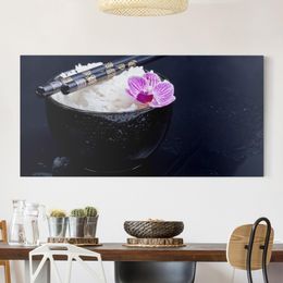 Bilderwelten Leinwandbild Reisschale mit Orchidee