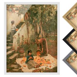 Bilderwelten Bild mit Rahmen - Hochformat John William Waterhouse - Die Orangenpfl&uuml;cker