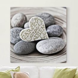 Bilderwelten Leinwandbild Carpe Diem Herz mit Steinen