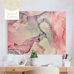 Bilderwelten Leinwandbild Aquarell Pastell Rosa mit Gold