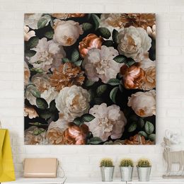 Bilderwelten Leinwandbild Rote Rosen mit Wei&szlig;en Rosen