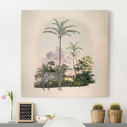 Bilderwelten Leinwandbild Zebra vor Palmen Illustration