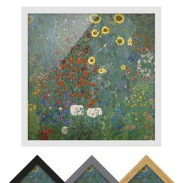 Bilderwelten Bild mit Rahmen - Quadrat Gustav Klimt - Garten Sonnenblumen