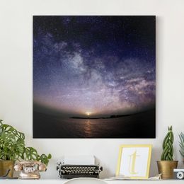 Bilderwelten Leinwandbild Sonne und Sternenhimmel am Meer