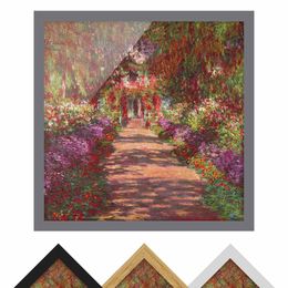 Bilderwelten Bild mit Rahmen - Quadrat Claude Monet - Weg in Monets Garten in Giverny