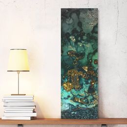 Bilderwelten Leinwandbild Goldene Meeres-Inseln Abstrakt