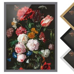 Bilderwelten Bild mit Rahmen - Hochformat Jan Davidsz de Heem - Stillleben mit Blumen in einer Glasvase