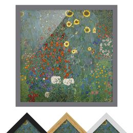 Bilderwelten Bild mit Rahmen - Quadrat Gustav Klimt - Garten Sonnenblumen