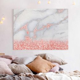 Bilderwelten Leinwandbild Marmoroptik mit Rosa Konfetti