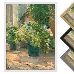 Bilderwelten Bild mit Rahmen Blumen einzigartig modern inkl. Rahmung - Max Liebermann - Blument&ouml;pfe vor dem Haus - Deko Wohnzimmer Schlafzimmer