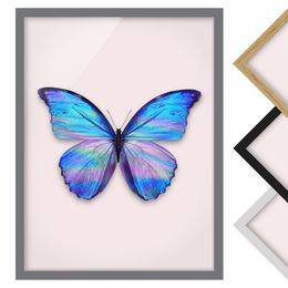 Bilderwelten Bild mit Rahmen - Hochformat Holografischer Schmetterling