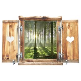 Bilderwelten Wandtattoo Wald modern 3D-Effekt Wandaufkleber - Fenster mit Herz Spring Fairytale - B&auml;ume Wohnzimmer Schlafzimmer