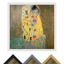 Bilderwelten Bild mit Rahmen originell gold modern inkl. Rahmung - Gustav Klimt - Der Ku&szlig; - Erotik Wohnzimmer Schlafzimmer