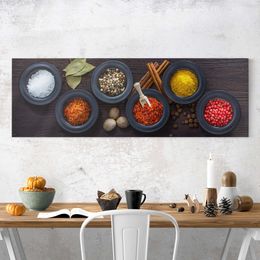 Bilderwelten Leinwandbild Schwarze Schalen mit Gew&uuml;rzen