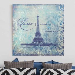 Bilderwelten Leinwandbild Vintage Collage - Paris Mon Amour