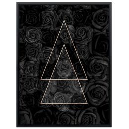 Bilderwelten Leinwandbild Schwarze Rosen mit goldenen Dreiecken