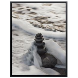 Bilderwelten Leinwandbild Steinturm und Welle