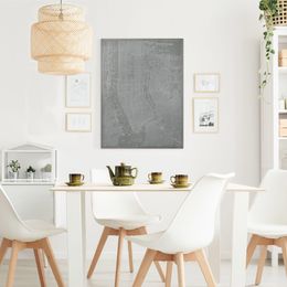 Bilderwelten Leinwandbild Weltkarte Vintage Kunstdruck grau - Vintage Stadtplan New York Manhattan - New York XXL Wohnzimmer Schlafzimmer