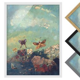 Bilderwelten Bild mit Rahmen Tiere blau modern inkl. Rahmung - Odilon Redon - Schmetterlinge - Schmetterlinge Wohnzimmer Schlafzimmer
