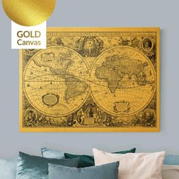 Bilderwelten Leinwandbild Vintage Weltkarte Antike Illustration