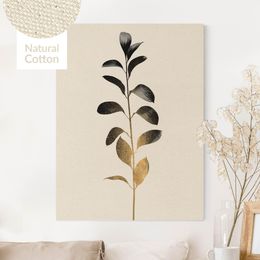 Bilderwelten Leinwandbild Grafische Pflanzenwelt - Gold und Grau