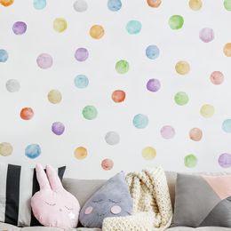 Bilderwelten Wandtattoo Punkte Aquarell Set Pastell Bunt - Wandsticker Wandaufkleber Kinderzimmer Babyzimmer, Mädchen, Jungen